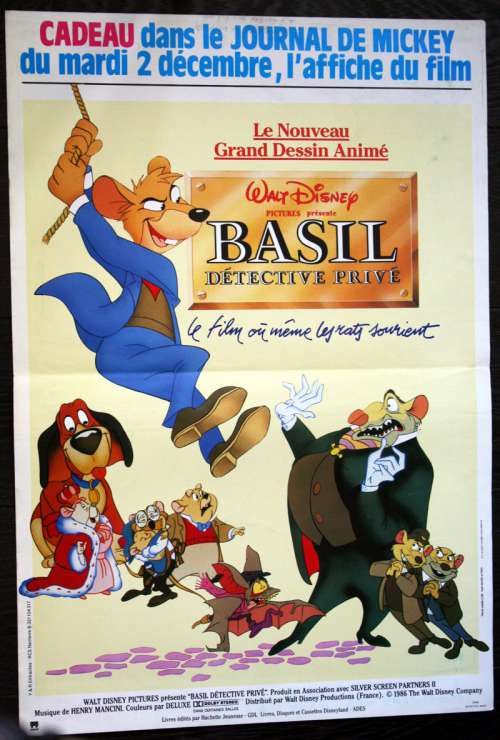 23" x 16" movie poster from THE GREAT MOUSE DETECTIVE (1986)